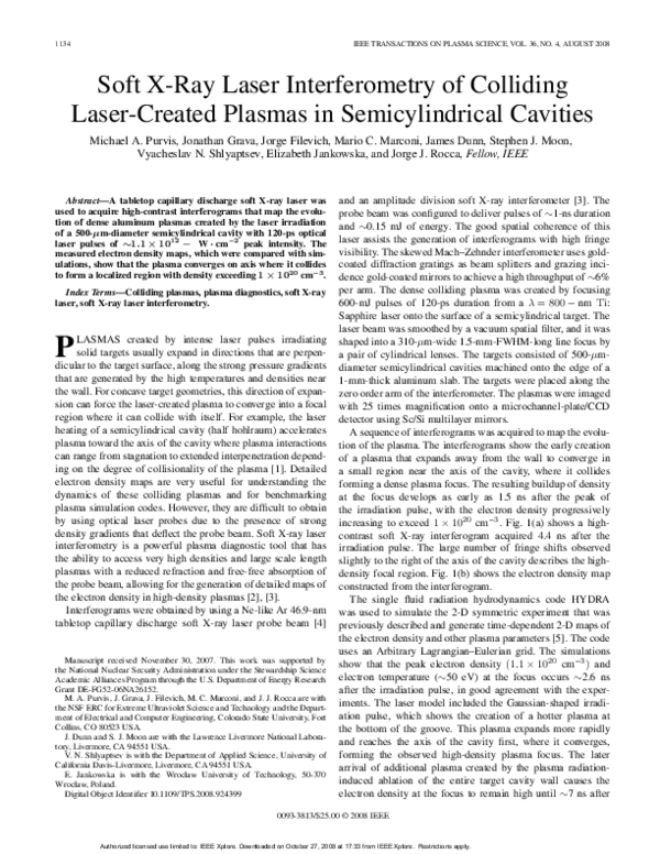 (PDF) Soft X-Ray Laser Interferometry of Colliding Laser-Created ...