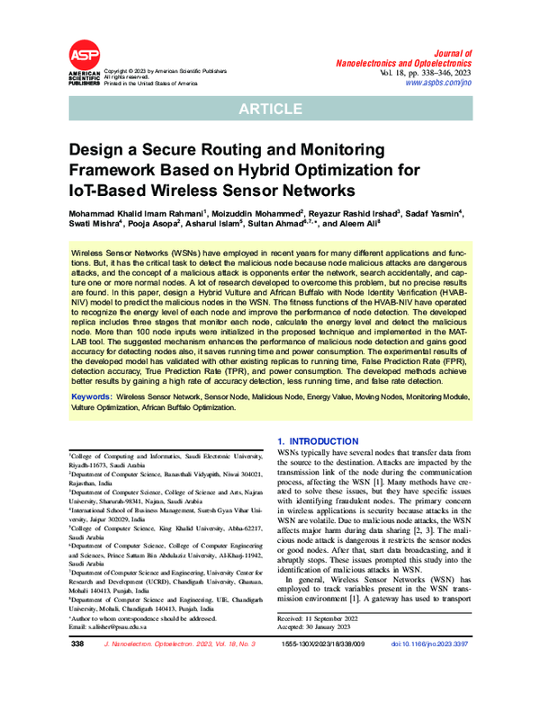 (PDF) Design a Secure Routing and Monitoring Framework Based on Hybrid ...