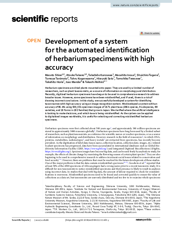 (PDF) Development of a system for the automated identification of herbarium specimens with high ...
