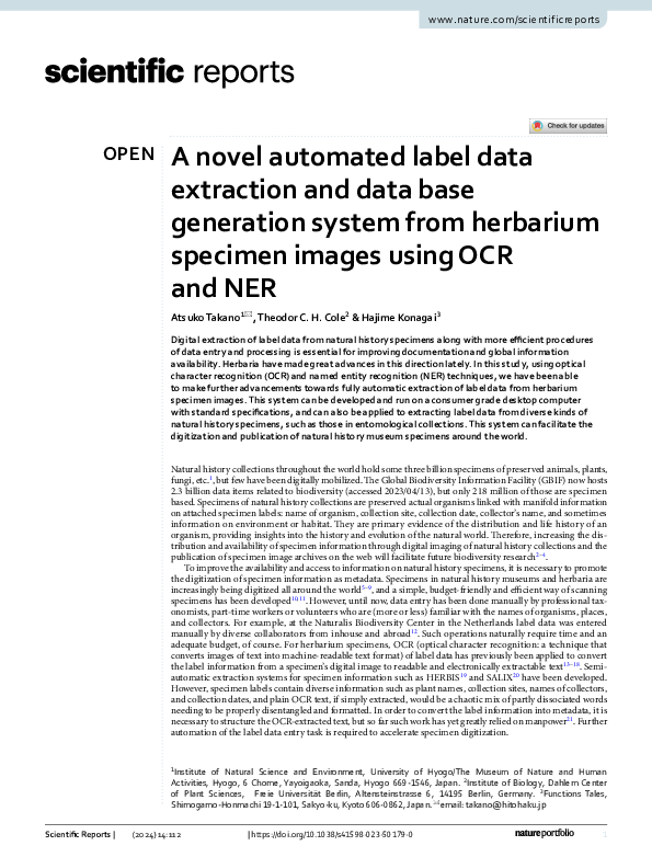 (PDF) A novel automated label data extraction and data base generation system from herbarium ...