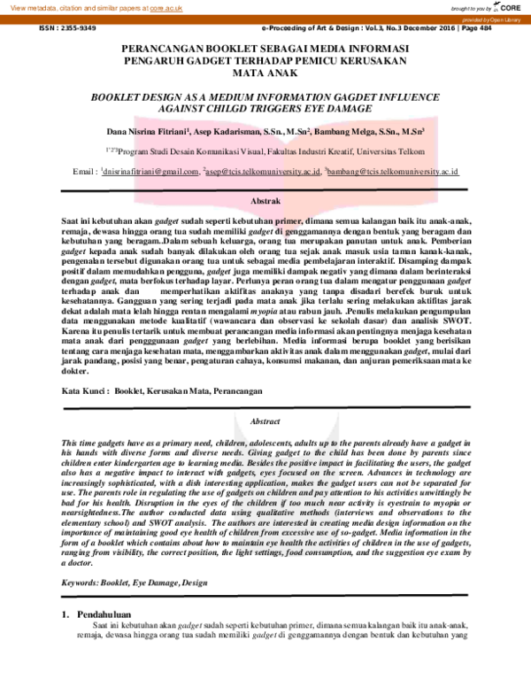 (PDF) Perancangan Booklet Sebagai Media Informasi Pengaruh Gadget ...