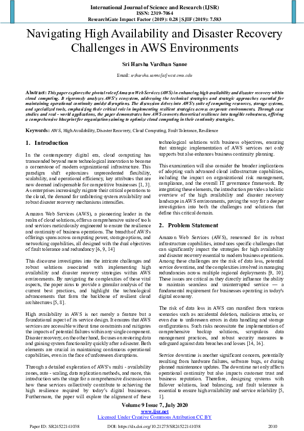 (PDF) Navigating High Availability and Disaster Recovery Challenges in ...