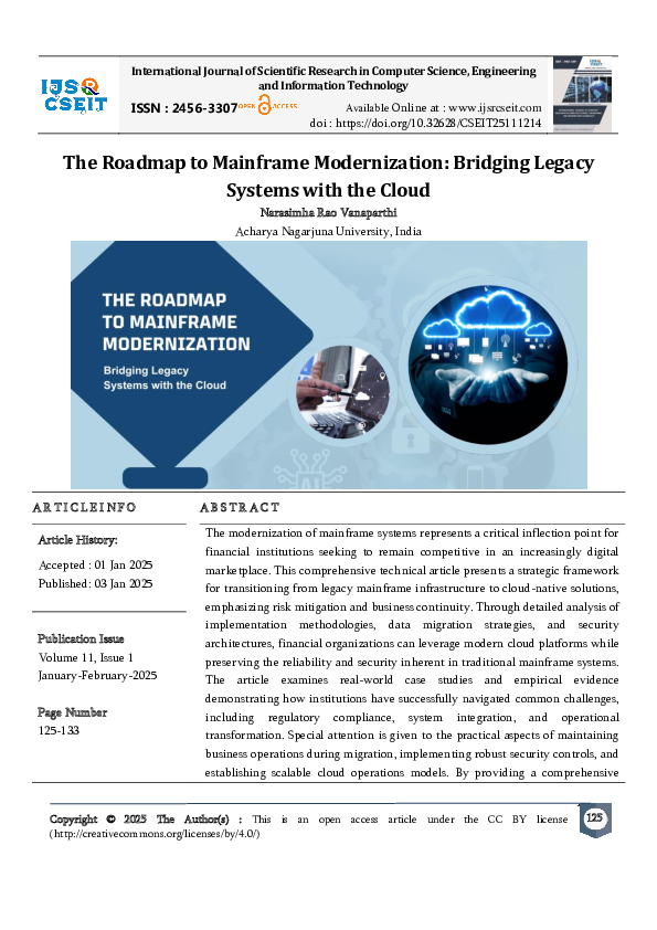 (PDF) The Roadmap to Mainframe Modernization: Bridging Legacy Systems with the Cloud