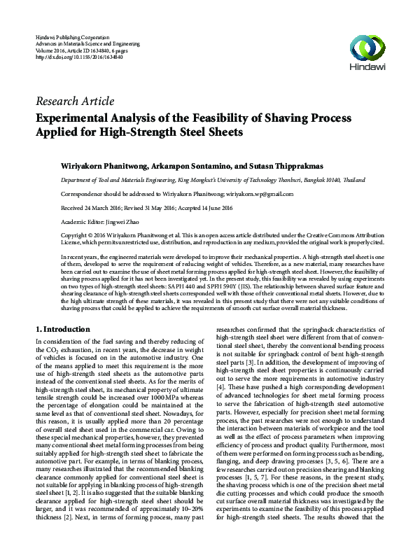 (PDF) Experimental Analysis of the Feasibility of Shaving Process ...