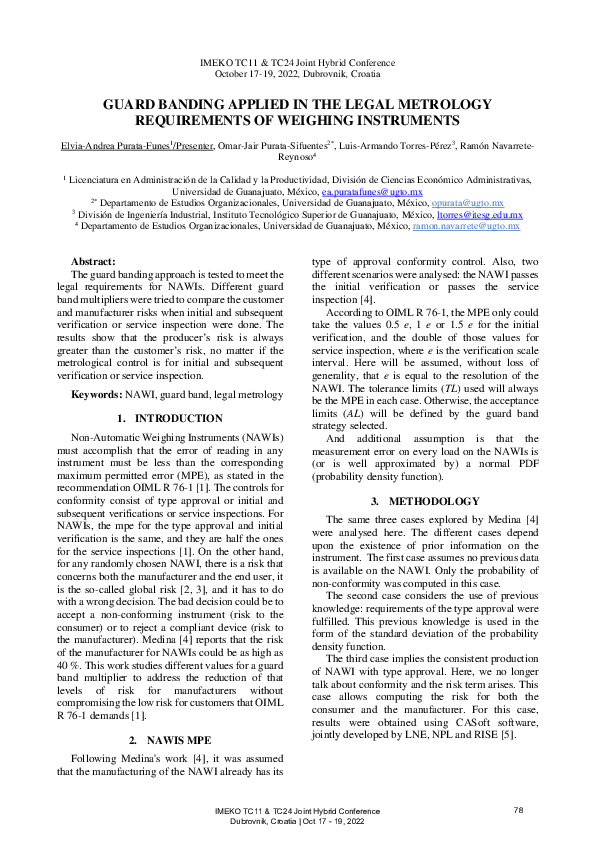 (PDF) Guard Banding Applied in the Legal Metrology Requirements of ...