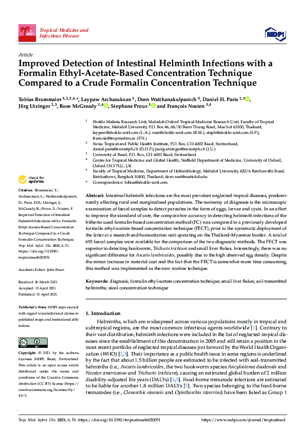 (PDF) Improved Detection of Intestinal Helminth Infections with a ...