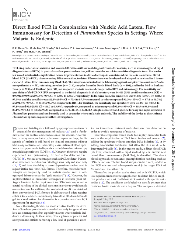 (PDF) Direct Blood PCR in Combination with Nucleic Acid Lateral Flow ...