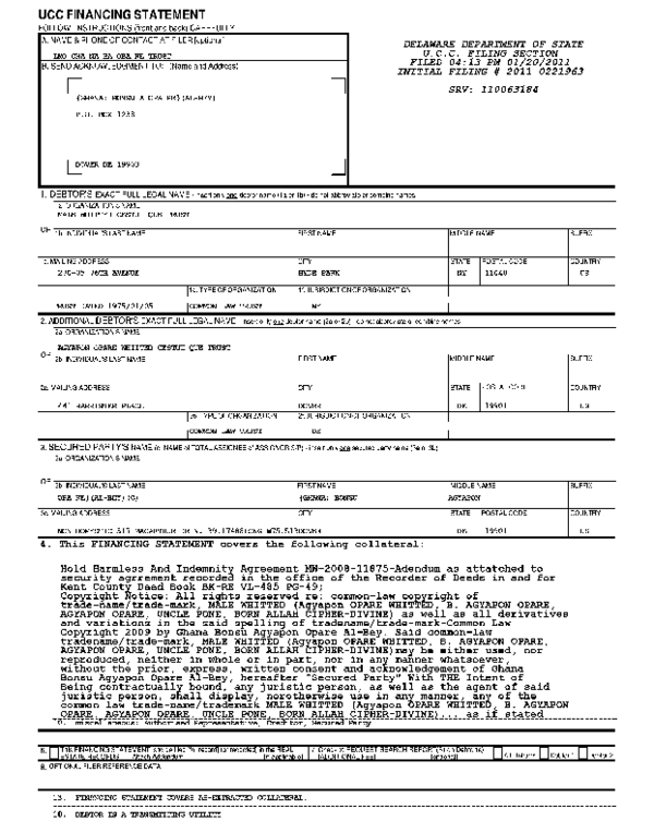 (PDF) UCC Financing Statement On Record With The Delaware State Secretary s Office