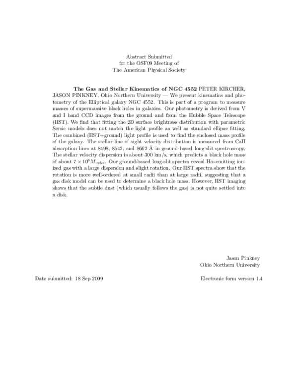 (PDF) The Gas and Stellar Kinematics of NGC 4552