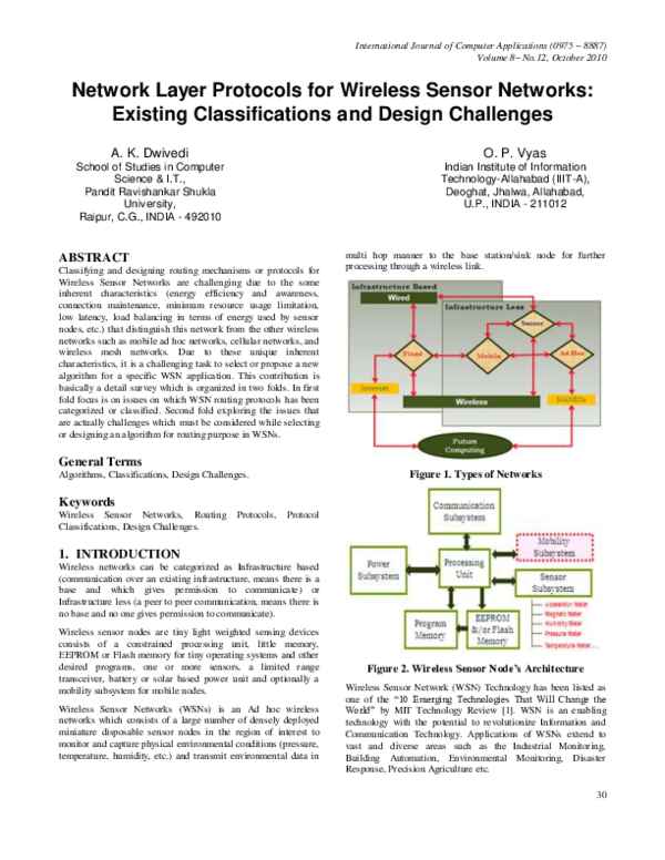 (PDF) Network Layer Protocols for Wireless Sensor Networks: Existing Classifications and Design ...