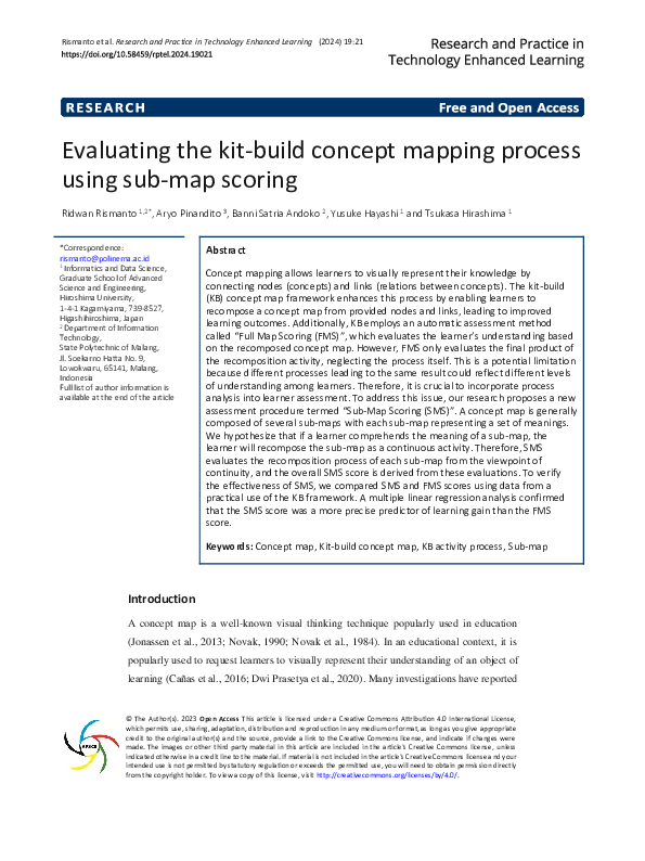 (PDF) Evaluating the kit-build concept mapping process using sub-map scoring