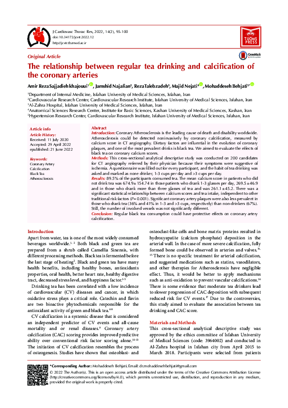 (PDF) The relationship between regular tea drinking and calcification ...