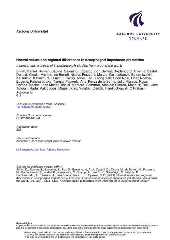 (PDF) Normal values and regional differences in oesophageal impedance ...