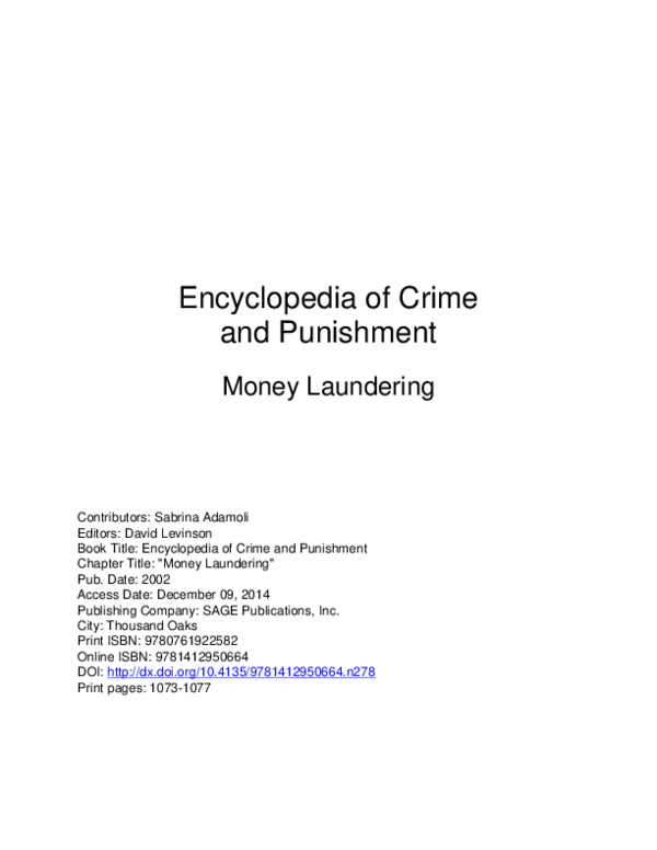 (PDF) Money Laundering