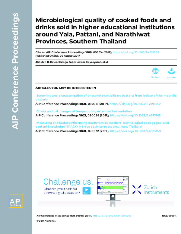 (PDF) Microbiological quality of cooked foods and drinks sold in higher ...