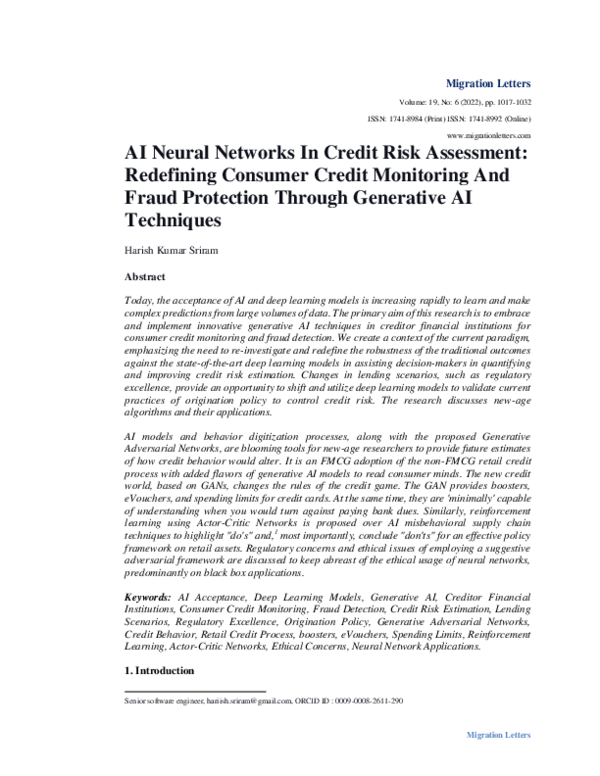 (PDF) AI Neural Networks In Credit Risk Assessment: Redefining Consumer ...