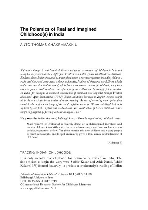 (PDF) The Polemics of Real and Imagined Childhood(s) in India