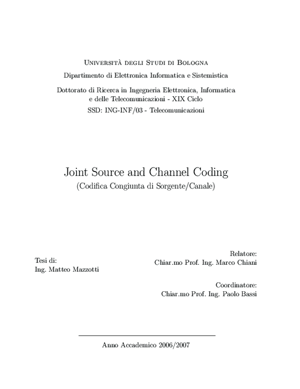 (PDF) Joint source and channel coding