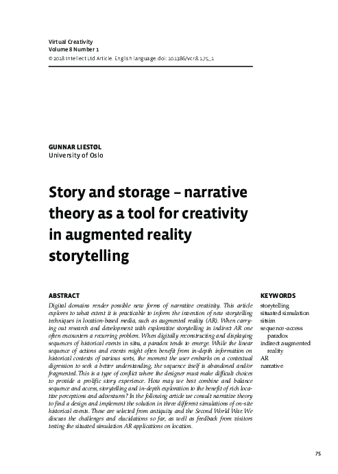 (PDF) Story & Storage – Narrative theory as a tool for creativity in ...