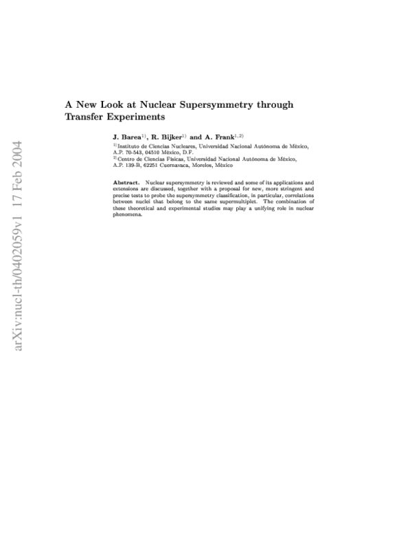 (PDF) A new look at nuclear supersymmetry through transfer experiments