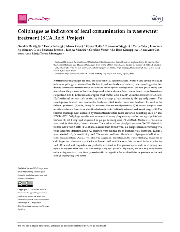 (PDF) Coliphages as Indicators of Fecal Contamination in Wastewater ...
