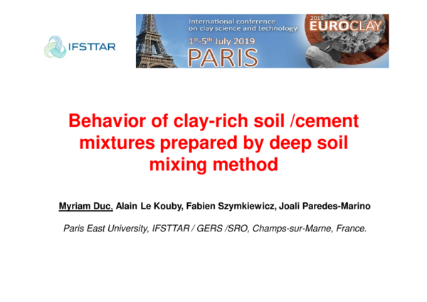 (PDF) Behavior of clay-rich soil /cement mixtures prepared by deep soil ...