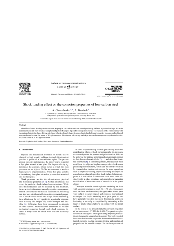 (PDF) Shock loading effect on the corrosion properties of low-carbon steel