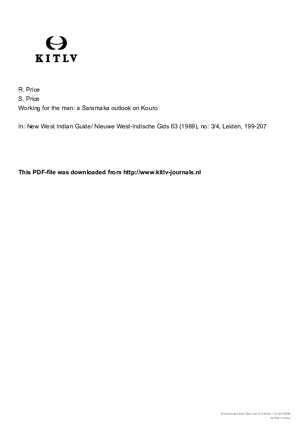 (PDF) Working for the man: a Saramaka outlook on Kouro