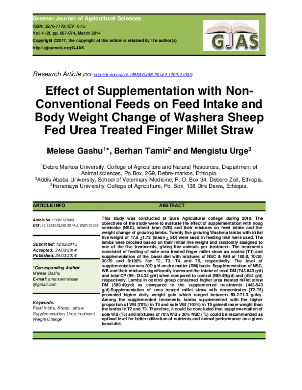 (PDF) Effect of Supplementation with Non-Conventional Feeds on Feed ...