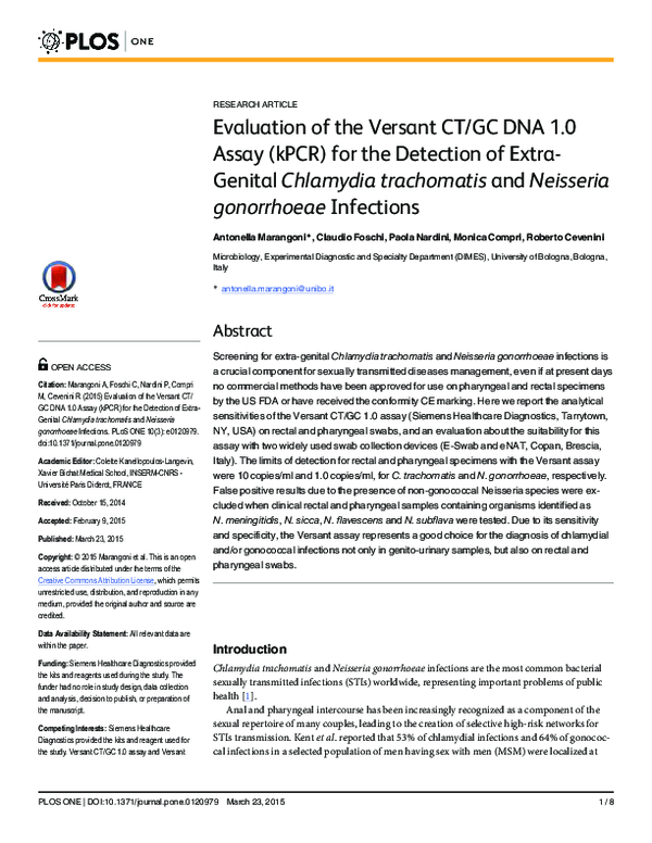 (PDF) Evaluation of the Versant CT/GC DNA 1.0 Assay (kPCR) for the ...