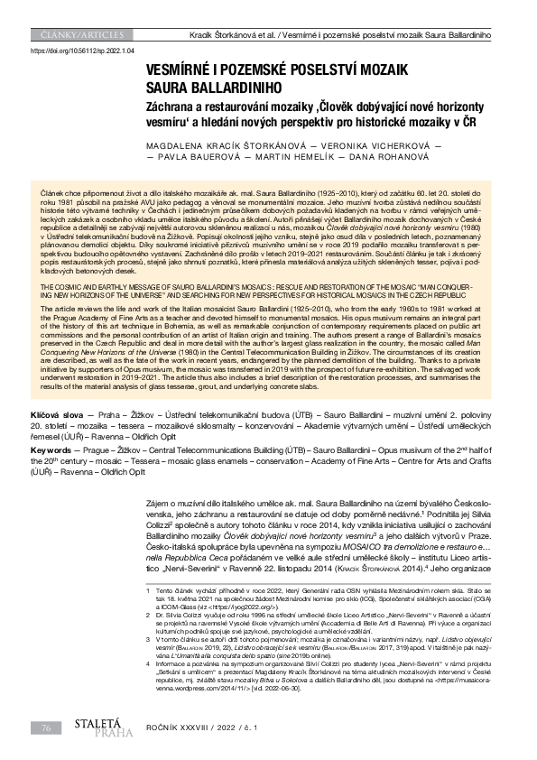 (PDF) The Cosmic and Earthly Message of Sauro Ballardini's Mosaics : Rescue and restoration of ...