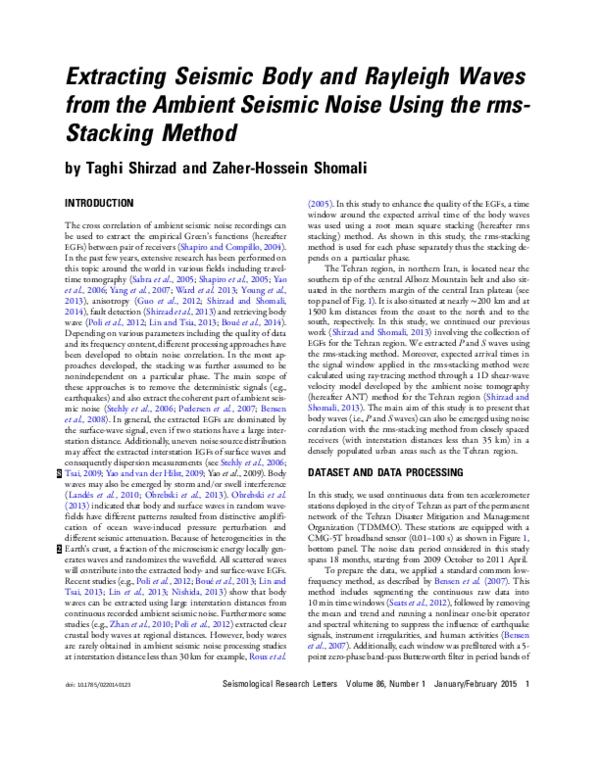 (PDF) Extracting Seismic Body and Rayleigh Waves from the Ambient Seismic Noise Using the rms ...