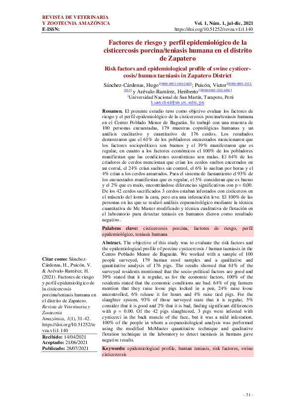 (PDF) Factores de riesgo y perfil epidemiológico de la cisticercosis ...