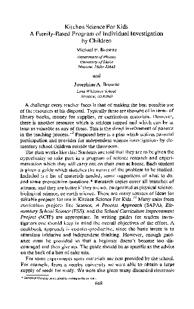 (PDF) Kitchen Science For Kids A Family‐Based Program of Individual ...