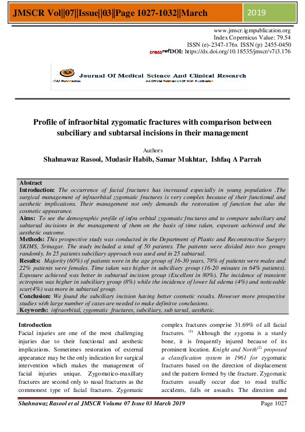 (PDF) Profile of infraorbital zygomatic fractures with comparison ...