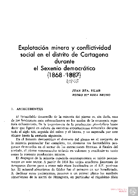 (PDF) Explotación minera y conflictividad social en el distrito de Cartagena durante el Sexenio ...