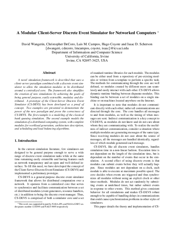 (PDF) A modular client-server discrete event simulator for networked ...