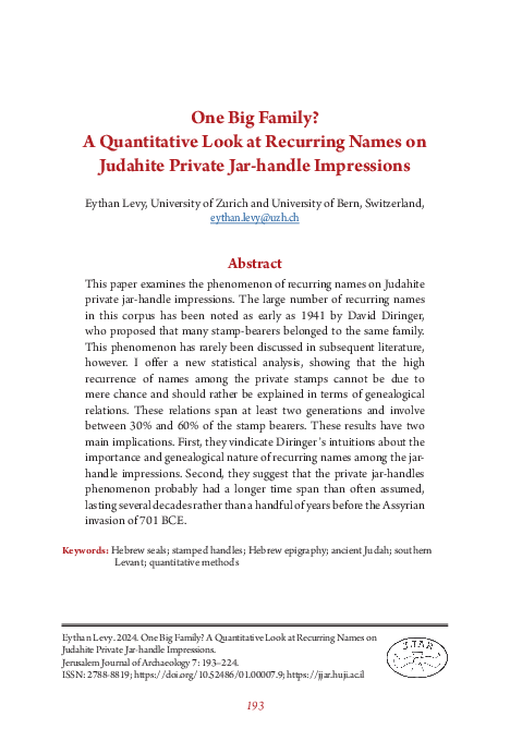 (PDF) One Big Family? A Quantitative Look at Recurring Names on ...
