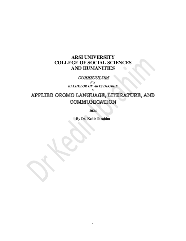 (PDF) ARSI UNIVERSITY COLLEGE OF SOCIAL SCIENCES AND HUMANITIES ...