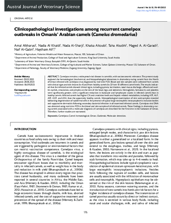(PDF) Clinicopathological Investigations Among Recurrent Camelpox ...