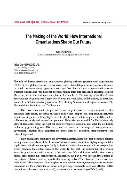 (PDF) The Making of the World: How International Organizations Shape ...