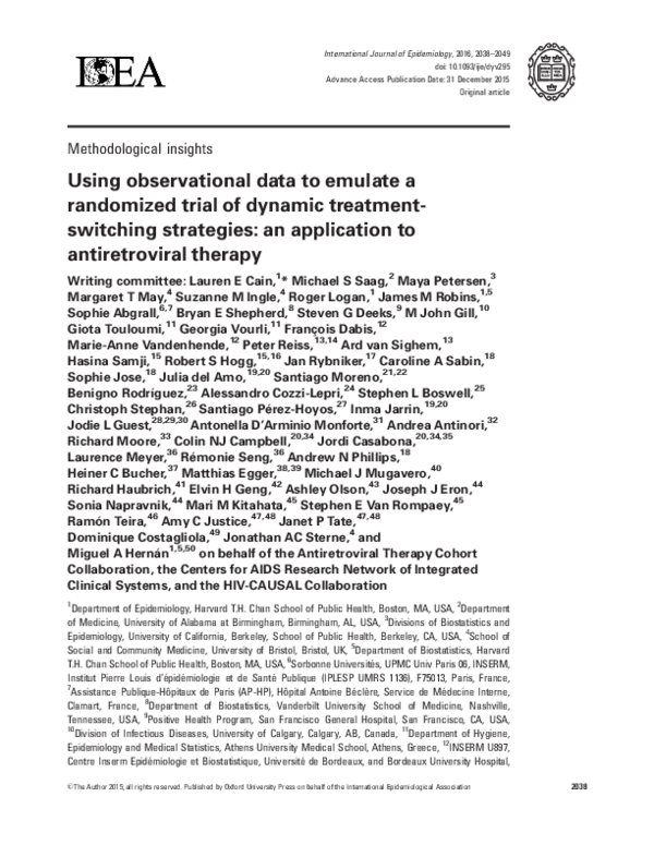 (PDF) Using observational data to emulate a randomized trial of dynamic treatment switching ...