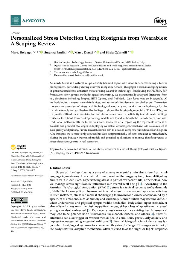 Pdf Personalized Stress Detection Using Biosignals From Wearables A Scoping Review