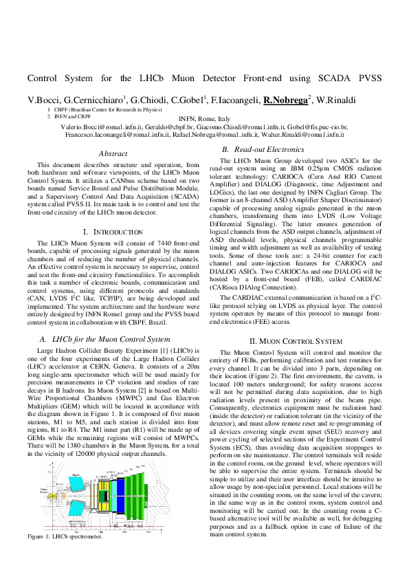 (PDF) Control System for the LHCb Muon Detector Front-end using SCADA PVSS
