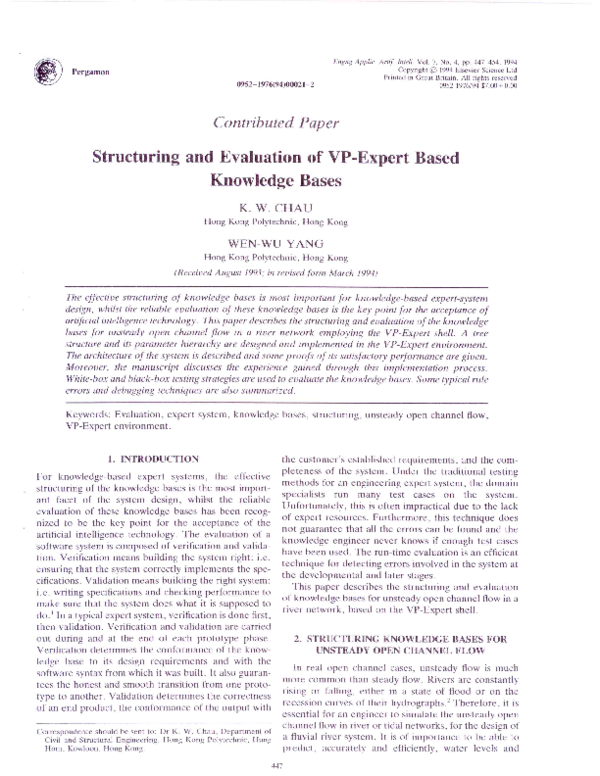 (PDF) Structuring and Evaluation of VP-Expert Based Knowledge Bases