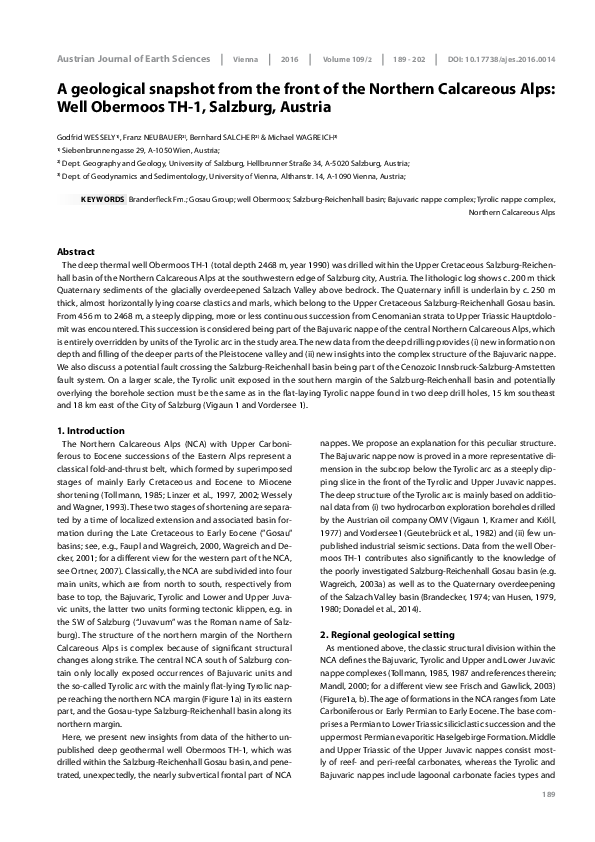 (PDF) A geological snapshot from the front of the Northern Calcareous ...