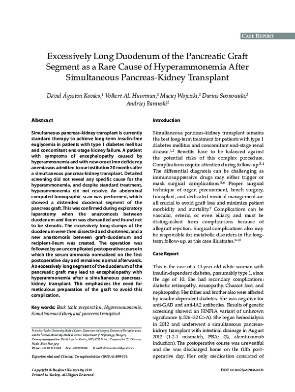(PDF) Excessively Long Duodenum of the Pancreatic Graft Segment as a Rare Cause of ...