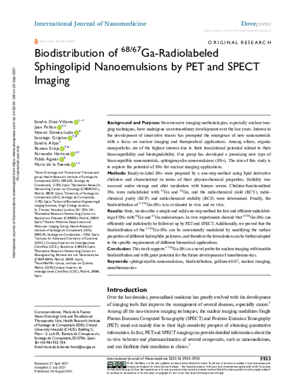 (PDF) Biodistribution of 68/67Ga-Radiolabeled Sphingolipid ...