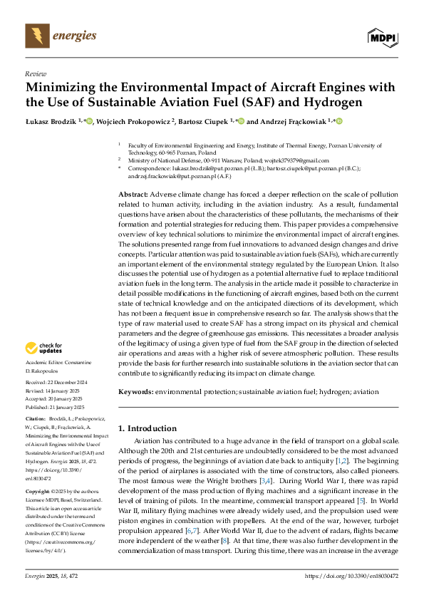 (PDF) Minimizing the Environmental Impact of Aircraft Engines with the ...