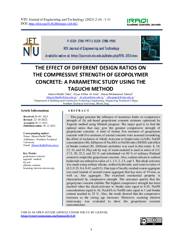 (PDF) THE EFFECT OF DIFFERENT DESIGN RATIOS ON THE COMPRESSIVE STRENGTH OF GEOPOLYMER CONCRETE ...